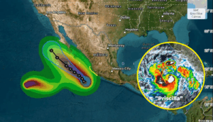 Tormenta Tropical “Priscilla” mantiene su fuerza frente a las costas del Pacífico mexicano